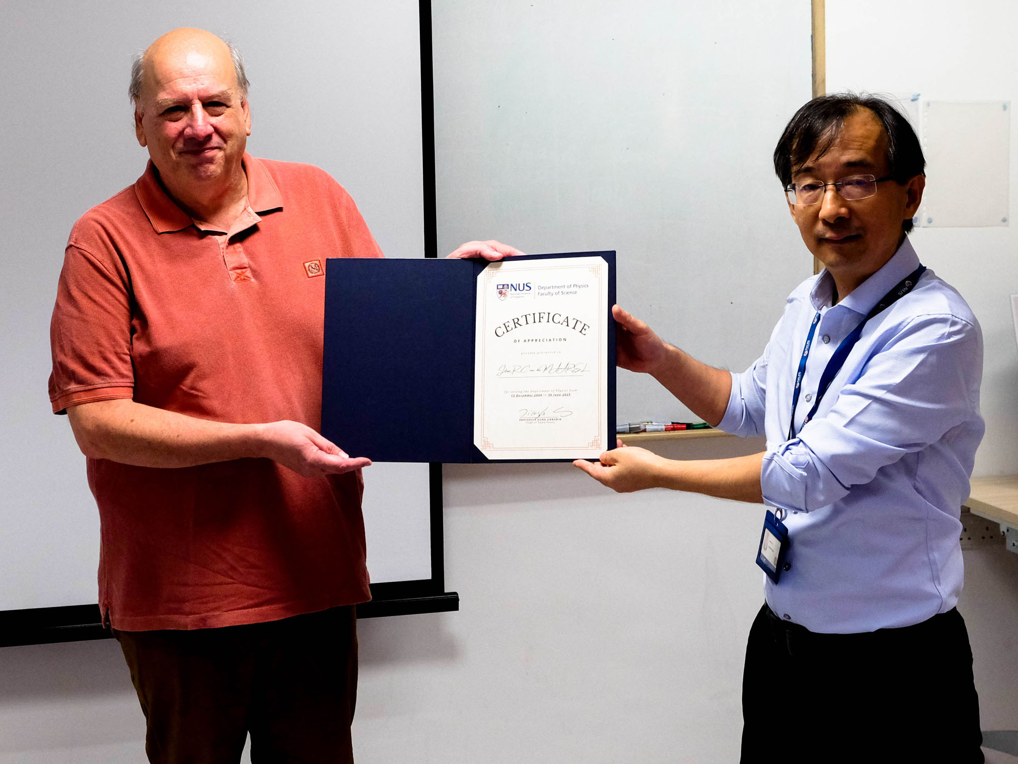 Johan R C Van Der Maarel retirement | NUS Physics